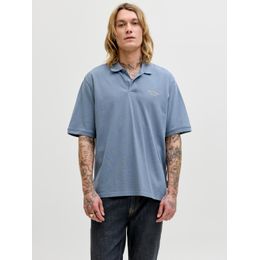 Jack & Jones Poloshirt JACK & JONES "JJEARCHIVE GRAPHIC POLO SS LN", Herren, Gr. S, blau mirage, Jersey, Obermaterial: 100% Baumwolle, unifarben, Shirts, mit Polokragen