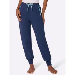 Relaxhose feel good, Damen, Gr. 36/38, Normalgr&ouml;&szlig;en, bunt (jeansblau, mint), 60% Baumwolle, 40% Polyester, unifarben, Hosen Relaxhose
