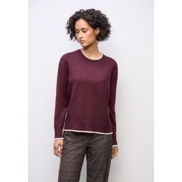 Strickpullover Street One, Damen, Gr. 44, wildberry rot meliert, Stoff, 30% Polyester, 29% Polyacryl, 21% Viskose, 20% Nylon, unifarben, regular fit normal, Rundhals, B&uuml;ndchen, Pullover Strickpullover, mit Materialmix