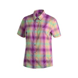 Funktionsbluse Maier Sports "Philina", Damen, Gr. 50, lavendel, 85% Polyester, 15% Viskose, Blusen, Damen Bluse, leichte Kurzarmbluse, Blusen-Shirt, Karobluse, Reg Fit