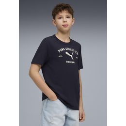 T-Shirt Puma "CLASS GRAPHIC TEE B", Jungen, Gr. 152, new navy, Jersey, Obermaterial: 100% Baumwolle, bedruckt, regular fit normal, Rundhals, Shirts T-Shirt, Regular Fit, Kurzarm, Rundhalsausschnitt, f&uuml;r Jugendliche