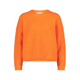BETTY & CO Strickpullover BETTY & CO "Strickpullover mit Rundhalsausschnitt", Damen, Gr. 42, orange (neon orange), Obermaterial: 60% Polyacryl PAN. 31% Polyester Pol. recyc.. 6% Wolle WO. 3% Elasthan EL., Pullover Strickpullover