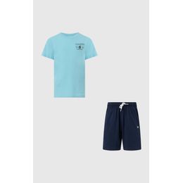 T-Shirt & Shorts Champion "Graphic T-Shirt and Shorts Set", Jungen, Gr. M (140/146), blts, nava, Obermaterial: 100% Baumwolle, KOB Set-Artikel, f&uuml;r sportliche Aktivit&auml;ten, leichtes Tragegef&uuml;hl