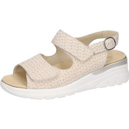 Waldl&auml;ufer Keilsandalette WALDL&Auml;UFER "H-IVY", Damen, Gr. 4 (37), hellbeige, Nubukleder, Flechtoptik, unifarben, Schuhe, Sommerschuh, Klettsandale, Bequemschuh in Komfortweite H (= sehr weit)