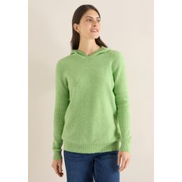 Strickpullover Cecil, Damen, Gr. L (42), bamboo gr&uuml;n melange, Web, 37% Baumwolle, 34% Polyacryl, 26% Polyester, 3% Elasthan, unifarben, normal normal, ohne Ausschnitt, gerader Abschluss, Pullover Strickpullover, mit Struktur