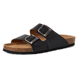 Pantolette Tamaris, Damen, Gr. 42, schwarz, Leder, unifarben, Basic, Schuhe Pantolette, Hausschuh, Bequemschuh mit Logo-Schriftzug, f&uuml;r Herren