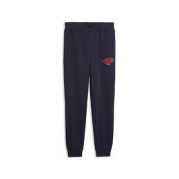 Trainingshose Puma "ESS LOGO LAB STORY 1 SWEATPANTS TR CL", Herren, Gr. M, N-Gr, new navy, Sweatware, Obermaterial: 68% Baumwolle, 32% Polyester, bedruckt, regular fit normal, Hosen Trainingshose, Regular Fit, sportlicher Stil, mit Eingrifftaschen