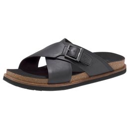 Outdoorsandale Timberland "Amalfi Vibes Cross Slide", Herren, Gr. 43, schwarz (schwarz, leather), Leder, Schuhe Outdoorsandale