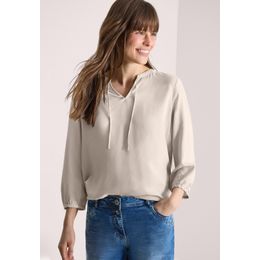 Langarmbluse Cecil, Damen, Gr. 3XL, grain beige, Stoff, 100% Viskose, unifarben, klassisch normal, Rundhals, elastischer Bund, Blusen, aus softer Viskose