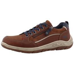 Sneaker Mustang Shoes "Benedetto", Herren, Gr. 48, cognac, Lederimitat, Textil, Schuhe Sneaker, Freizeitschuh, Halbschuh, Schn&uuml;rschuh mit seitlichem Rei&szlig;verschluss