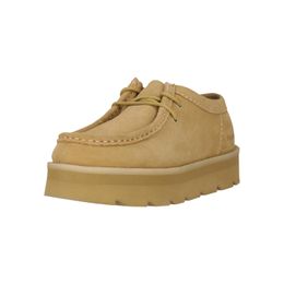 Schn&uuml;rschuh Clarks "Meare Walla", Damen, Gr. 42, hellbraun, Leder, Schuhe Schn&uuml;rschuh, mit markanter Sohle