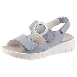 Waldl&auml;ufer Sandale WALDL&Auml;UFER "K-ADEA", Damen, Gr. 6,5, hellblau, Nubukleder, unifarben, Schuhe Sandale, Sommerschuh, Keilsandalette mit Klettverschl&uuml;ssen, K-Weite