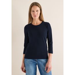 3/4-Arm-Shirt Cecil, Damen, Gr. L (42), universal blau, Web, 95% Baumwolle, 5% Elasthan, unifarben, comfort fit normal, Rundhals, normaler Saum, Shirts 3/4-Arm-Shirt, mit 3/4 &Auml;rmeln