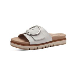 Pantolette Tamaris "Tamaris Pantoletten Nappaleder", Damen, Gr. 38, wei&szlig;, Nappaleder, Schuhe Pantolette