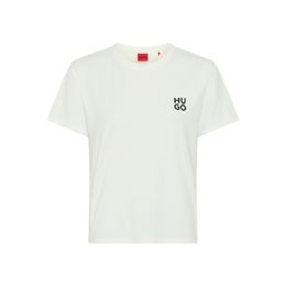 Pyjamaoberteil HUGO UNDERWEAR, Damen, Gr. M, open wei&szlig; 110, Jersey, Obermaterial: 60% Modal, 32% Baumwolle, 8% Elasthan, regular fit, Rundhals, Shirts, aus Stretch-Jersey mit Logo-Artwork, Rundhals, regular fit