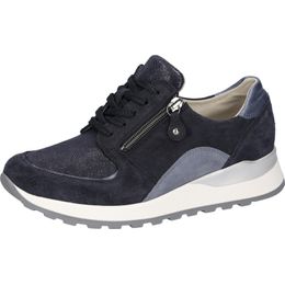 Waldl&auml;ufer Keilsneaker WALDL&Auml;UFER "HIROKO-SOFT", Damen, Gr. 7,5 (41), dunkelblau, jeansblau, Textil, Veloursleder, Schuhe Sneaker, Orthotritt Ausstattung, H-Weite, Freizeitschuh, Halbschuh, Schn&uuml;rschuh
