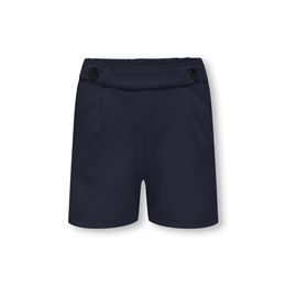 Shorts KIDS Only "KOGGEGGO LIFE BUTTON SHORTS VD JRS NOOS", M&auml;dchen, Gr. 128, N-Gr, night sky, Jersey, Obermaterial: 95% Polyester, 5% Elasthan, unifarben, regular fit ca. Mitte Oberschenkel, Hosen Shorts
