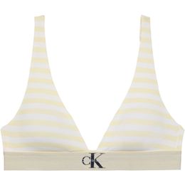 Triangel-BH "LIGHTLY LINED TRIANGLE", Damen, Gr. M (38), N-Gr, gelb (cent stripe anise flower), Jersey, Obermaterial: 92% Polyester, 8% Elasthan, Calvin Klein Underwear, geringelt, k&ouml;rpernah, BHs Triangel-BH, K&ouml;rpernahe Passform mit verstellbaren Tr&auml;gern
