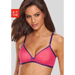 Bralette-BH Vivance "Finja", Damen, Gr. 80, Cup C, pink (pink, blau), Mesh, Obermaterial: 80% Polyamid, 20% Elasthan, BHs Bralette-BH, ohne B&uuml;gel aus transparentem Soft-Mesh, transparente Unterw&auml;sche