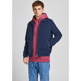Jack & Jones Blouson JACK & JONES "JJERUSH Stylisch, funktional, ideal f&uuml;r Herbst, pflegeleicht", Herren, Gr. XXL, blau (navy), Web, Obermaterial: 100% Polyester, unifarben, regular fit taillenbedeckt, ohne Ausschnitt, Rippb&uuml;ndchen, Jacken Blouson, mit stylischem Stehkragen