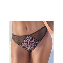 String Nuance, Damen, Gr. 36/38, leo, schwarz, Trikot, Obermaterial: 60% Baumwolle, 33% Polyamid, 7% Elasthan, Unterhosen String, aus weicher Baumwollmischung mit Leo-Druck