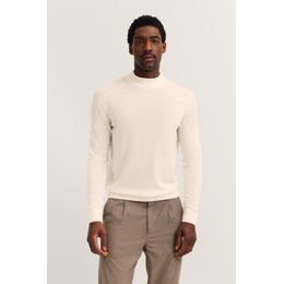 Rollkragenpullover Bugatti "Regular Fit", Herren, Gr. L, beige (20, ecru), Strick, 90% Wolle, 10% Seide, unifarben, regular fit, ohne Ausschnitt, Rippb&uuml;ndchen, Pullover Rollkragenpullover, aus Merino-Wolle-Seide-Mix