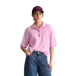 Marc O'Polo Poloshirt MARC O'POLO DENIM "aus Crinkled Organic Cotton-Mix", Damen, Gr. S, pale bubblegum, Obermaterial: 81% Baumwolle, 19% Polyamid, unifarben, regular fit, Shirts