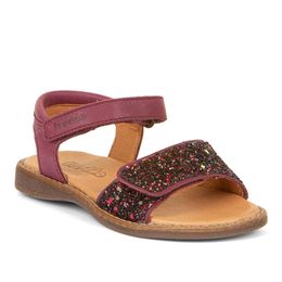 Sandale froddo "Lore Sparkle", M&auml;dchen, Gr. 28, beerefarben, Leder, Glitzer, festlich, Schuhe Sandale, Sommerschuh, Klettschuh, Sandalette, mit zwei Klettverschl&uuml;sse