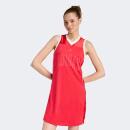 Shirtkleid adidas Sportswear "STADIUM MESH DRESS", Damen, Gr. M, N-Gr, pure ruby, crystal linen, sanftes wei&szlig;, Obermaterial: 100% Polyester, Kleider Shirtkleid
