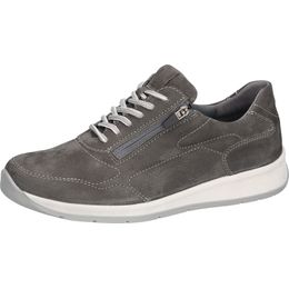 Waldl&auml;ufer Sneaker WALDL&Auml;UFER "KILIAN", Herren, Gr. 10 (44,5), grau, Nubukleder, unifarben, Schuhe Sneaker, Schn&uuml;rschuh, Bequemschuh mit seitlichem Rei&szlig;verschluss, K-Weite
