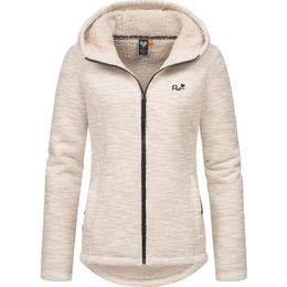 Kapuzensweatjacke Ragwear "Kapuzenstrickjacke Lyshka Melange", Damen, Gr. 3XL, grau (taupe), Obermaterial: 56% Baumwolle CO. 44% Polyester PES. Futter: 100% Polyester PES., Sweatjacken Kapuzensweatjacke