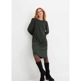bonprix Jerseykleid aus Punto di Roma, gr&uuml;n, Gr.40/42 (M), figurumspielendes Kleid aus fester Jersey-Qualit&auml;t, die &Auml;rmelb&uuml;ndchen sind mit edlen, stoff&uuml;berzogenen Kn&ouml;pfen zu schlie&szlig;en, aus Punto di Roma