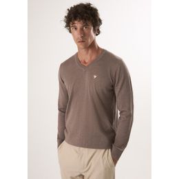V-Ausschnitt-Pullover FELIX HARDY "Pullover mit V-Ausschnitt", Herren, Gr. L, braun, 100% Baumwolle, Pullover