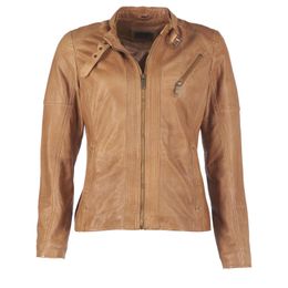 Bikerjacke JCC "Lederjacke 15.07.2002", Damen, Gr. XS, braun (cognac), Obermaterial: 100% Lammnappaleder LANA. Futter: 100% Baumwolle CO., Jacken Bikerjacke