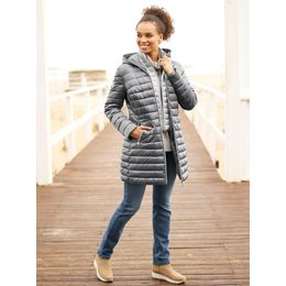Steppjacke Heine, Damen, Gr. 42, schwarz (anthrazit, steingrau), 55% Polyester, 45% Polyamid, Wattierung:100% Polyester, unifarben, Jacken Steppjacke