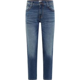 Tapered-fit-Jeans Mustang "Herren Style Denver Tapered", Herren, Gr. 33, L&auml;nge 32, blau 434, Denim/Jeans, 99% Baumwolle, 1% Elasthan, unifarben, weit, unten schmal, Jeans Tapered-fit-Jeans