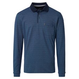 Langarm-Poloshirt Casamoda "Casamoda Polo-Shirt Langarm gestreift", Damen, Gr. XL, blau, 60% Baumwolle, 40% Polyester, Shirts