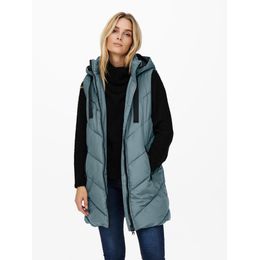 Jacqueline de Yong Steppweste JDY "JDYSKYLAR LIFE HOOD WAISTCOAT OTW NOOS", Damen, Gr. S, stormy weather detail:schwarz, Steppware, Obermaterial: 100% Polyester, unifarben mit Farbeinsatz, h&uuml;ftbedeckend, Westen Steppweste