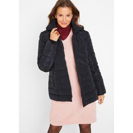 bonprix Leichte Steppjacke mit abnehmbarer Kapuze, schwarz, Gr.42, Gef&uuml;tterte Outdoorjacke mit seitlichen Eingriffstaschen und Kapuze