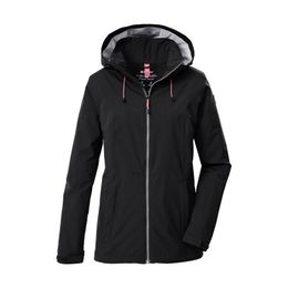 Outdoorjacke Killtec "Damen Regenjacke OOKS 1", Damen, Gr. 36, schwarz, Obermaterial: 100% Polyester;Futter: 100% Polyester, Jacken Outdoorjacke, Leichte, wasser- und winddichte Jacke, atmungsaktiv, abnehmbare Kapuze