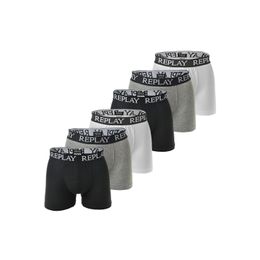 Boxershorts Replay "Boxershort 6er Pack", Herren, Gr. L, bunt (schwarz, grau, wei&szlig;), Obermaterial: 95% Baumwolle CO. 5% Elasthan EL., Unterhosen Boxershorts