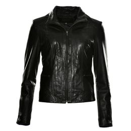 Lederjacke JCC "Lederjacke 31020357", Damen, Gr. 38, schwarz, Obermaterial: 100% Lammnappaleder LANA. Futter: 100% Polyester PES., Jacken Lederjacke