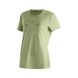 T-Shirt Maier Sports "Wilma Print", Damen, Gr. 38, apfelgr&uuml;n, 100% Polyester, Rundhals, Shirts T-Shirt, Damen Kurzarmshirt, leichtes Sommer Funktionsshirt, Rundhals, Reg Fit