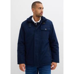 bonprix Winterjacke aus reiner Baumwolle mit Teddyfutter, blau, Gr.48/50 (M), Angesagte Winterjacke mit Teddyfutter und Stehkragen, 100% Baumwolle