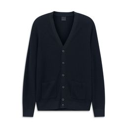 Cardigan Bugatti "Regular Fit", Herren, Gr. 3XL, 390, marine, Strick, 50% Baumwolle, 50% Polyester, unifarben, regular fit, V-Ausschnitt, Strickjacken, mit einer Ribstruktur