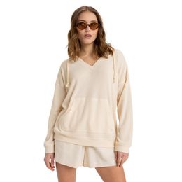 Hoodie Roxy "Ocean Drive", Damen, Gr. XS, beige (parchment), Obermaterial: 67% Microfaser, 29% Viskose, 4% Elasthan;, Sweatshirts Hoodie