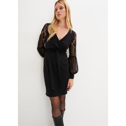 bonprix Jerseykleid, schwarz, Gr.44/46 (L), auffallendes Jerseykleid mit Bindeband