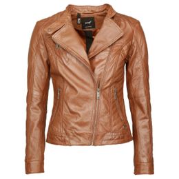 Kurzjacke Maze "Lederjacke Sally", Damen, Gr. L, braun (cognac), Obermaterial: 100% Lammleder LEL. Futter: 100% Polyester PES., Jacken Kurzjacke