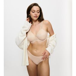 Minimizer-BH Triumph "Contouring Sensation W01", Damen, Gr. 75, Cup E, beige, Microtouch, Obermaterial: 74% Polyamid, 25% Elasthan (LYCRA), 1% Viskose, unifarben, BHs Minimizer-BH, verkleinert die Brust optisch um eine Cup-Gr&ouml;&szlig;e, florale Spitze