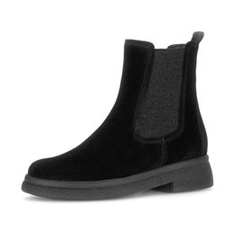 Chelseaboots Gabor, Damen, Gr. 38,5, schwarz, Veloursleder, unifarben, Schuhe Chelseaboots, Blockabsatz, Businessschuh in Komfortweite G